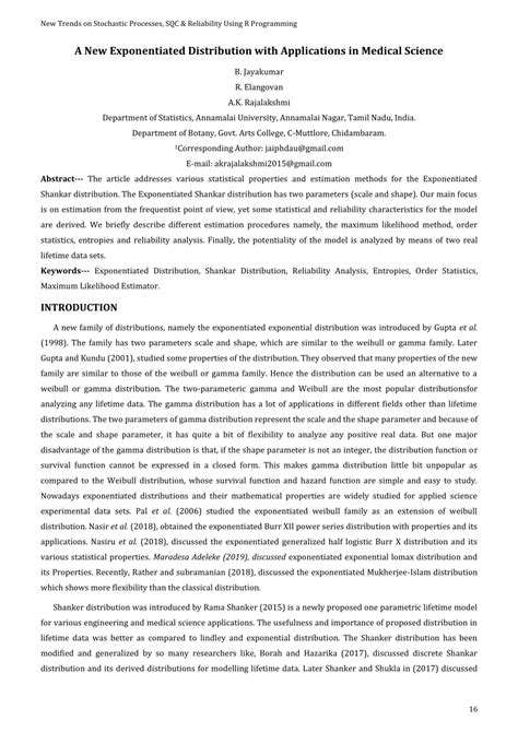 Pdf A New Exponentiated Distribution With Applications In Medical Science