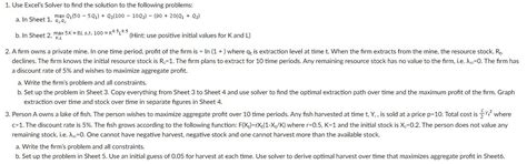 1 use excel s solver to find the solution to the