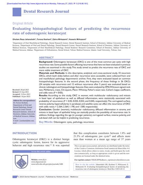 Pdf Evaluating Histopathological Factors Of Predicting The Recurrence