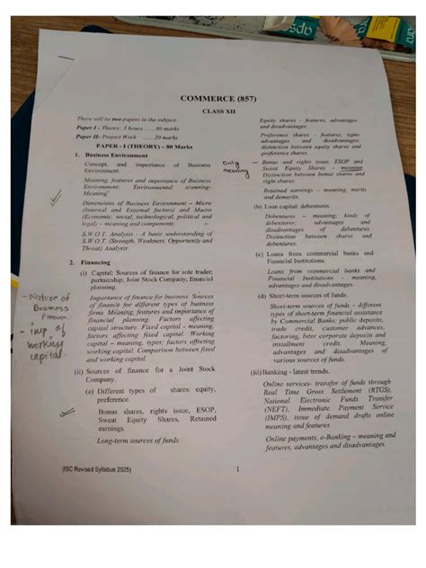 Commerce Syllabus Pdf