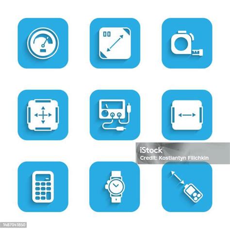 멀티 미터 전압계 손목 시계 레이저 거리 측정기 면적 측정 계산기 룰렛 구성 및 속도계 아이콘을 설정합니다 벡터 거리가 먼에
