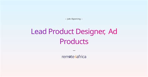 Remote Lead Product Designer Ad Products And Monetization Job At It