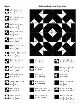 Solving Quadratic Equations Color Worksheet By Aric Thomas TpT
