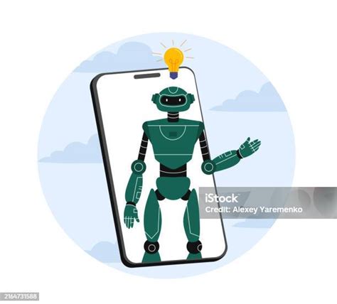 전화에서 로봇 Ai 인공 지능 및 기계 학습 가상 비서 및 도우미 현대 기술과 혁신 평면 벡터 일러스트 레이 션 Brand