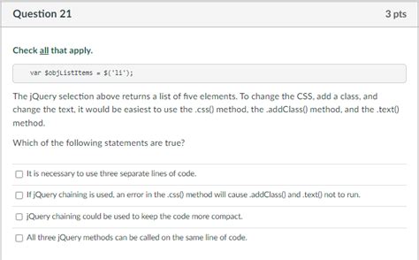 Solved The Jquery Selection Above Returns A List Of Five