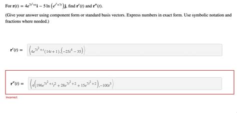 Solved For R T 4e7t2 Ti−5ln Et5 7t J Find R′ T And R′′ T