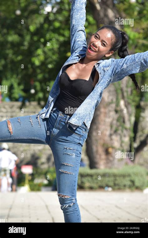 Happy Youthful Adult Female Stock Photo Alamy