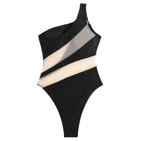 Sexy Sheer Mesh One Shoulder One Piece Swimsuit Sunnybikinis