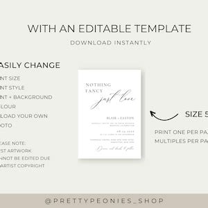 Intimate Wedding Invitation Template Modern Intimate Ceremony Etsy