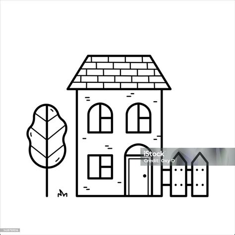 낙서 스케치 스타일의 귀여운 집 손으로 그린 고립 된 벡터 일러스트레이션 건물 외관에 대한 스톡 벡터 아트 및 기타 이미지 건물 외관 건물 정면 건설 산업 Istock