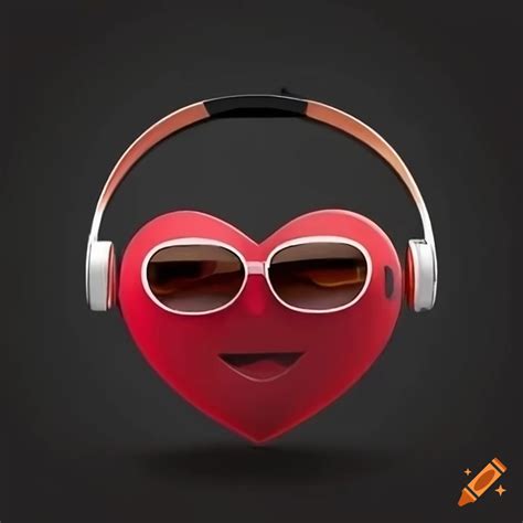 Cool Heart Emoji With Sunglasses And Headphones