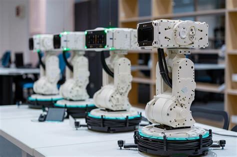 Premium Photo Robotic Arms Assembling Components For Electronics Manufacturing