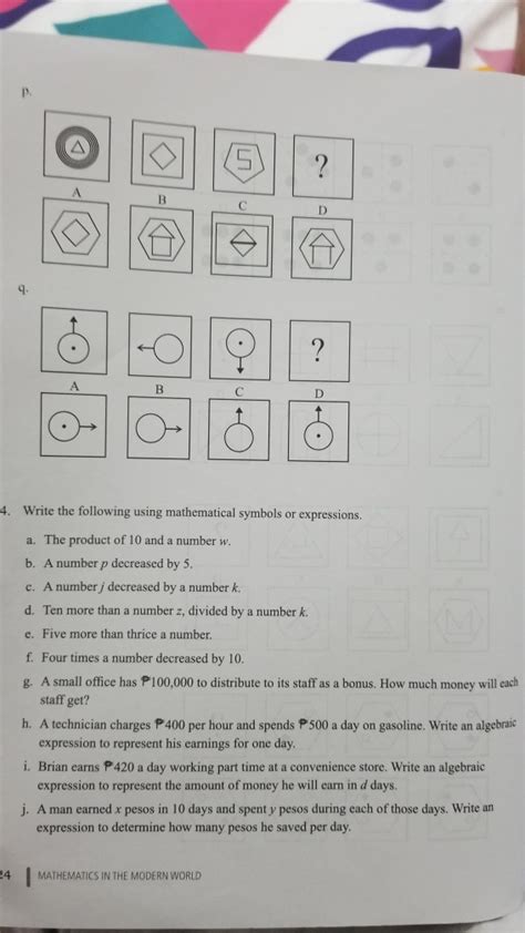 solved 4 write the following using mathematical symbols or