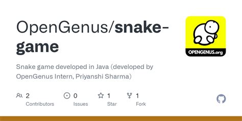 GitHub OpenGenus Snake Game Snake Game Developed In Java Developed By OpenGenus Intern