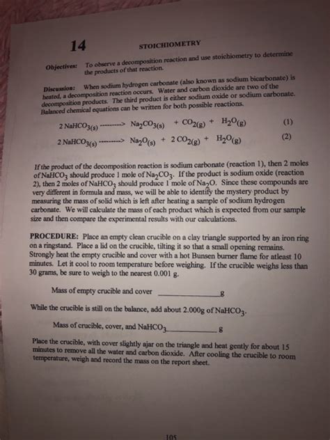 Solved 14 Stoichiometry Objectives To Observe A