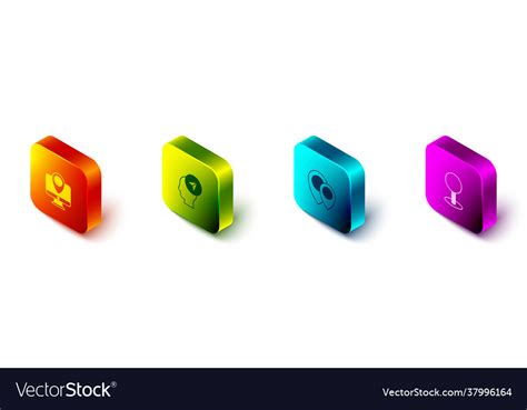 Set Isometric Monitor With Location Marker Vector Image