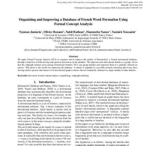 Organizing And Improving A Database Of French Word Formation Using