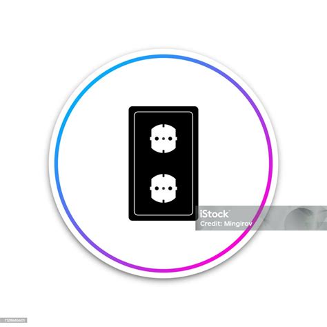 흰색 배경에 고립 된 전원 콘센트 아이콘입니다 전원 소켓입니다 장미 기호입니다 화이트 원 버튼입니다 벡터 일러스트 레이 션 개념에 대한 스톡 벡터 아트 및 기타 이미지