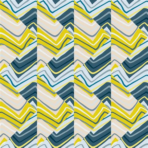 Abstract Zigzag Waves Mosaic Seamless Pattern Hand Drawn Linear Tile Endless Wallpaper Vintage