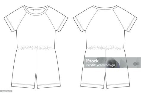 코튼 대형 라글란 점프 슈트 기술 스케치 여성의 장난 꾸러기 디자인 템플릿 0명에 대한 스톡 벡터 아트 및 기타 이미지 0명 걸레 규모 Istock