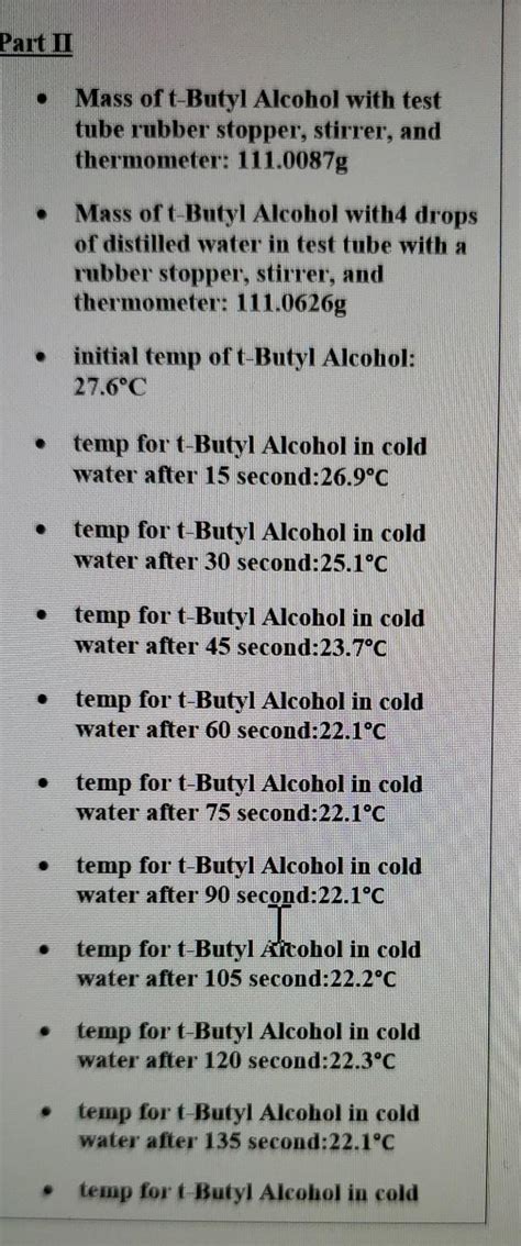 Solved Part Ii 5 Using Excel Construct A Cooling Curve Of