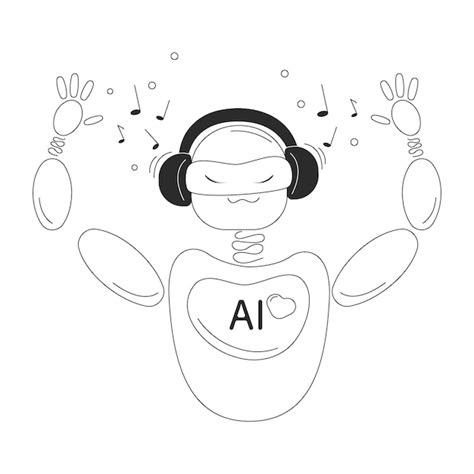 premium vector the robot listens to music in headphones the robot is