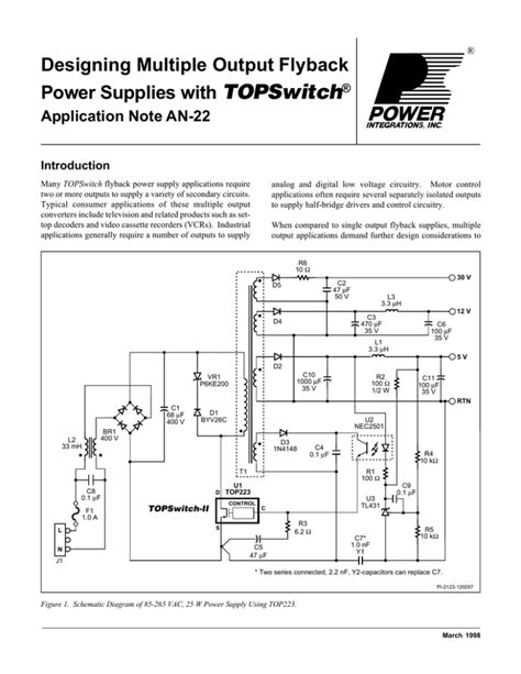 Topswitch Flyback Power Supply Design Multiple Outputs