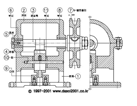 전산응용기계제도기능사기계설계산업기사기계설계기사일반기계기사 실기도면 편심구동장치 2 네이버 블로그