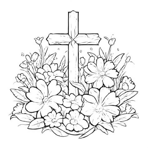 Baixe Página Para Colorir Da Páscoa Com Cruz E Flores Colorir Páginas