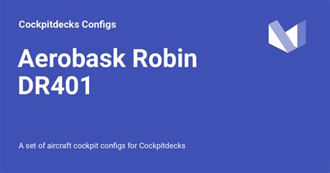 Aerobask Robin Dr401 Cockpitdecks Configs