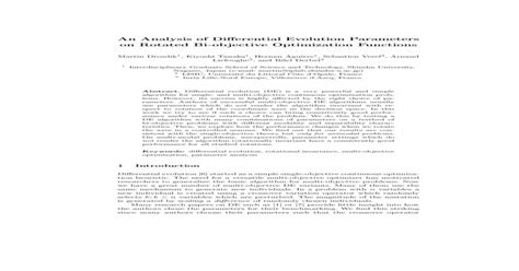 An Analysis Of Differential Evolution Parameters On Rotated Bi