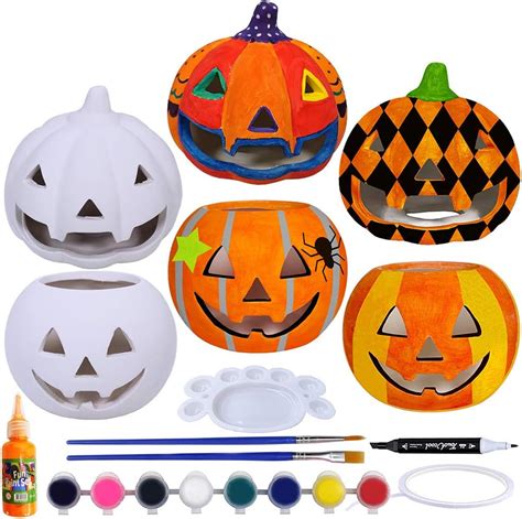 Winlyn 6 Sets Diy Ceramic Pumpkins Jack O Lanterns