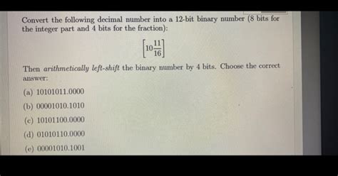 solved convert the following decimal number into a 12 bit