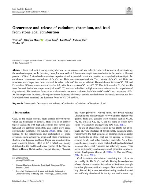 Pdf Occurrence And Release Of Cadmium Chromium And Lead From Stone
