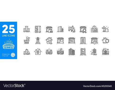Outline Icons Set Market Location Lighthouse Vector Image