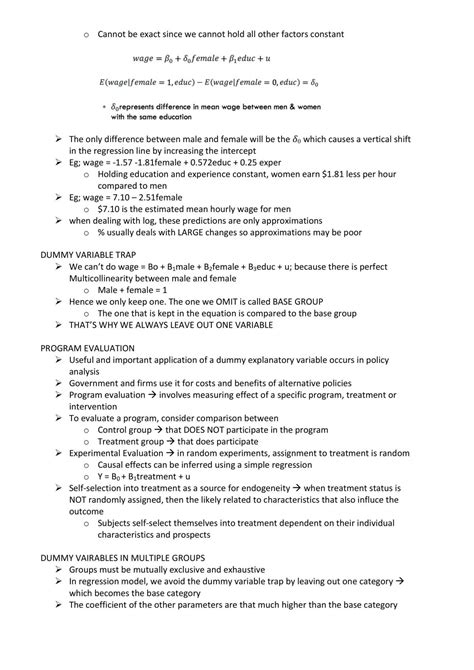 Econometrics Finals Notes 2206 Econ2206 Introductory Econometrics