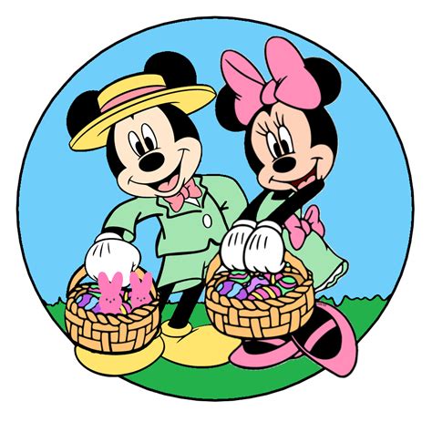 A Clipart Image Of Minnie Mouse Holding A Colorful Basket 5812968
