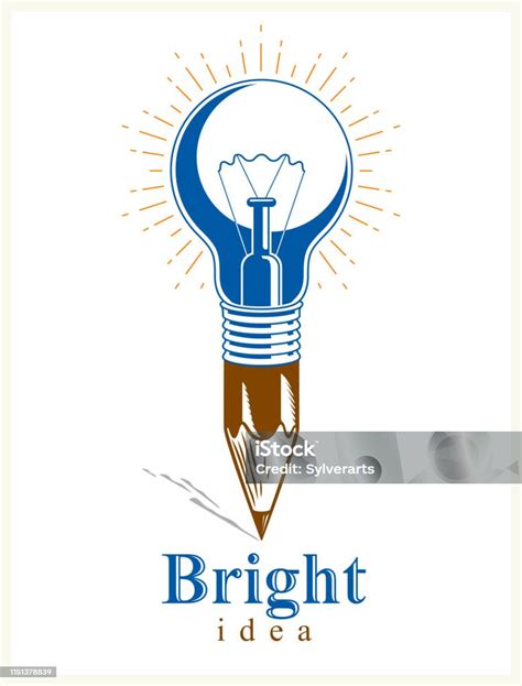 아이디어 전구 기호에 결합 연필 창조적 인 에너지 디자인 예술 또는 과학 발명 또는 연구 벡터 아이콘 개념에 대한 스톡 벡터 아트 및 기타 이미지 Istock