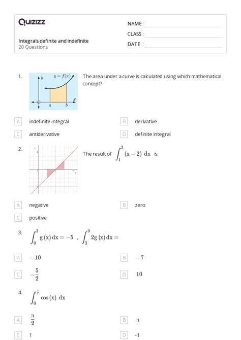 50 Integrals Worksheets For 9th Class On Quizizz Free And Printable