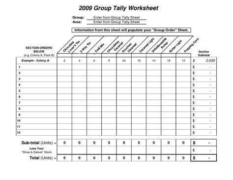 Tally Chart Template