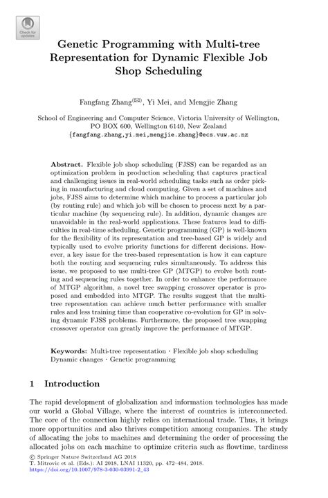 Pdf Genetic Programming With Multi Tree Representation For Dynamic Flexible Job Shop