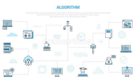 Algorithm Concept With Icon Set Template Banner With Modern Blue Color Style Stock Illustration