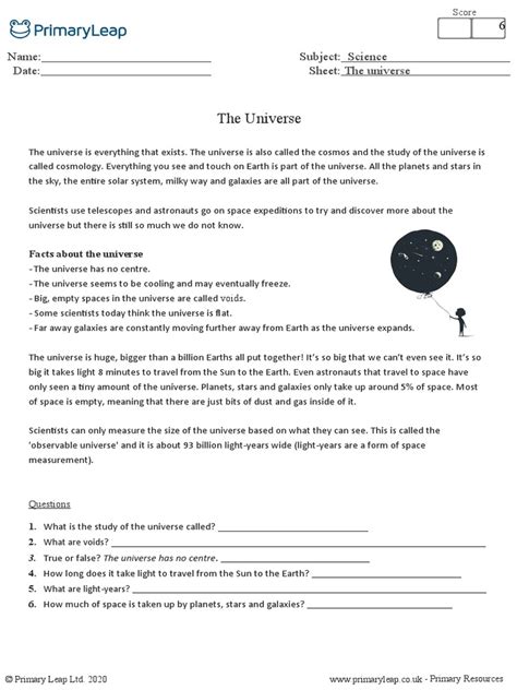 Reading Comprehension The Universe Reading Comprehension Exercises Writing Creative W 123478