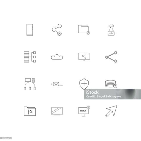 네트워크 및 데이터베이스 선형 얇은 아이콘 세트입니다 간단한 벡터 아이콘 설명 0명에 대한 스톡 벡터 아트 및 기타 이미지 0명 디자인 방패 Istock