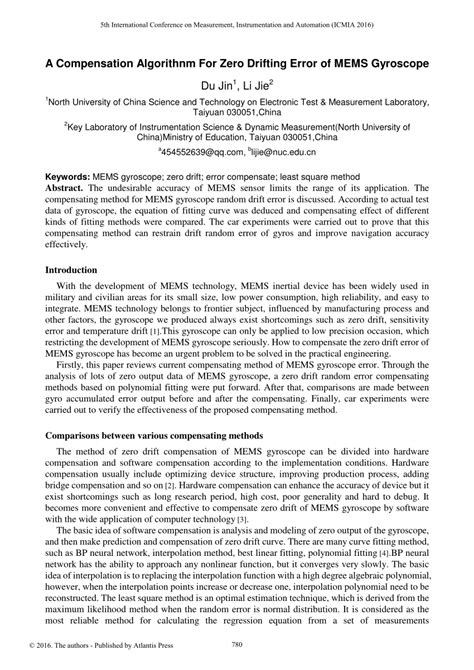 Pdf A Compensation Algorithnm For Zero Drifting Error Of Mems Gyroscope