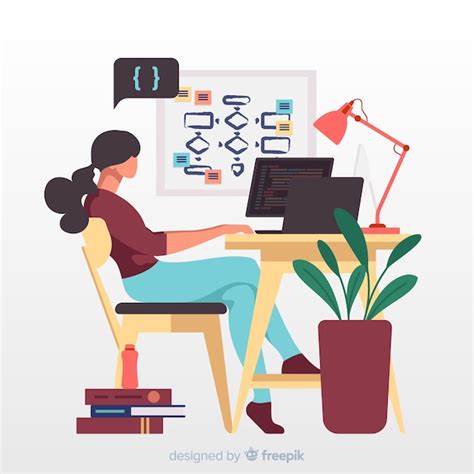 Free Vector Illustration With Programmer Working