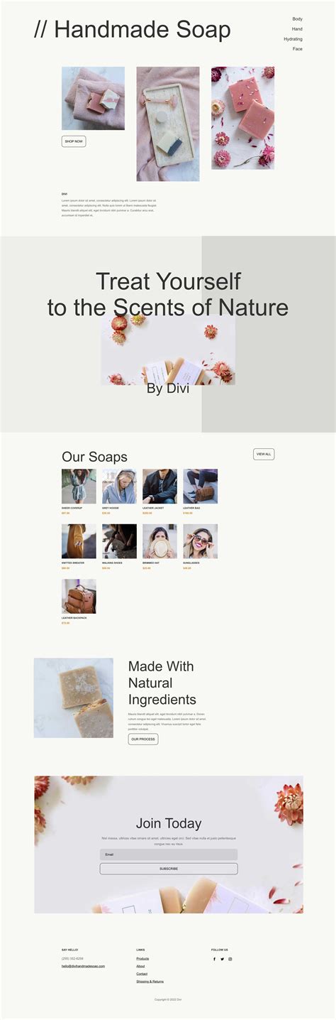 Get A Free Handmade Soap Layout Pack For Divi