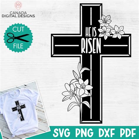 He Is Risen Svg Easter Cross Svg Christian Svg Jesus Svg Bible
