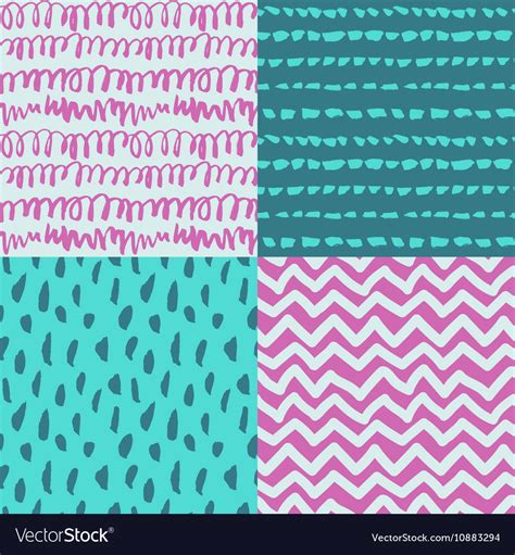 Set Of 4 Decorative Artistic Seamless Patterns Vector Image