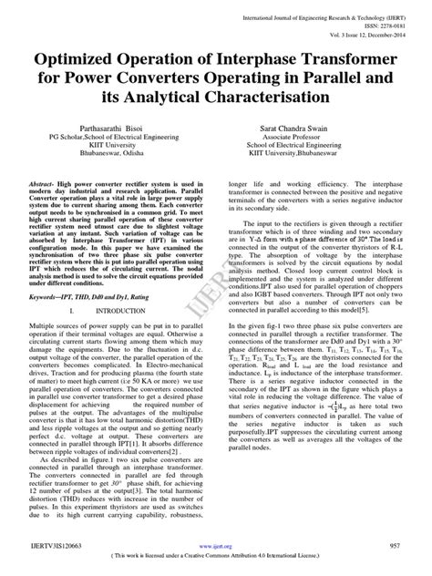 Optimized Operation Of Interphase Transformer For Power Converters Operating In Parallel And Its
